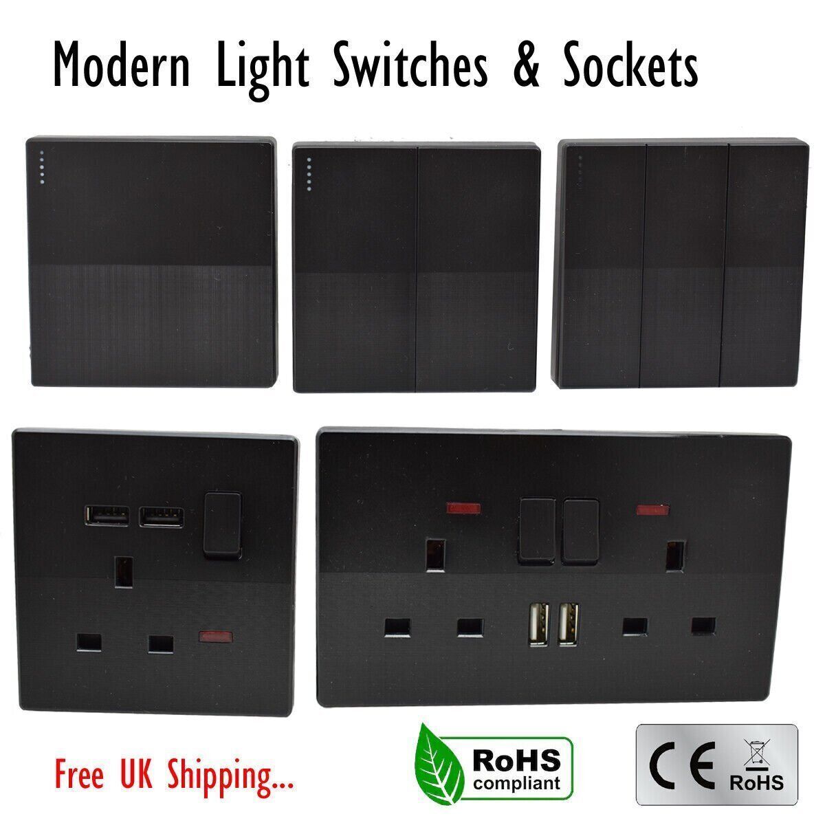 Luxury Two Tone Black 3gang 2way Switch - Tungsten Electricals