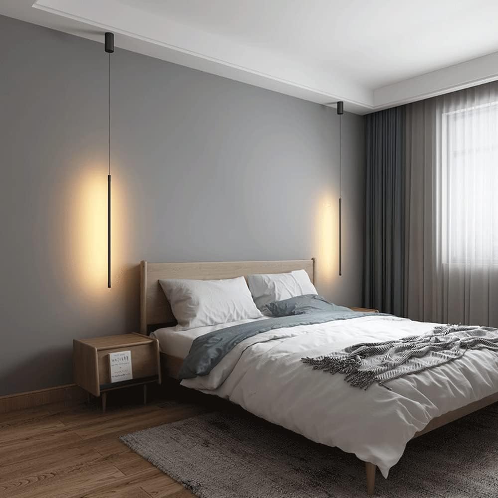 100m Slim Single Pendant Light |Minimalist Bedroom Bedside Bar Cylinder ...